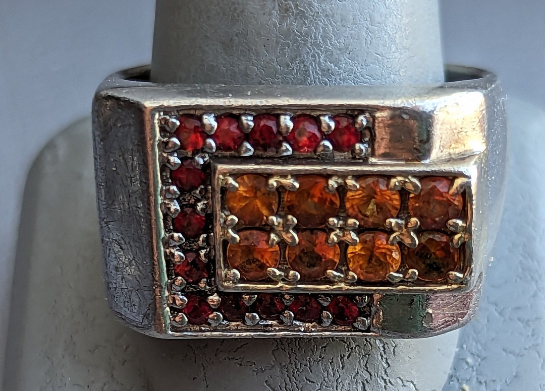 Michael Valitutti Ring-nh Fire Opal Garnet Ring-fine Multi Gemstone ...