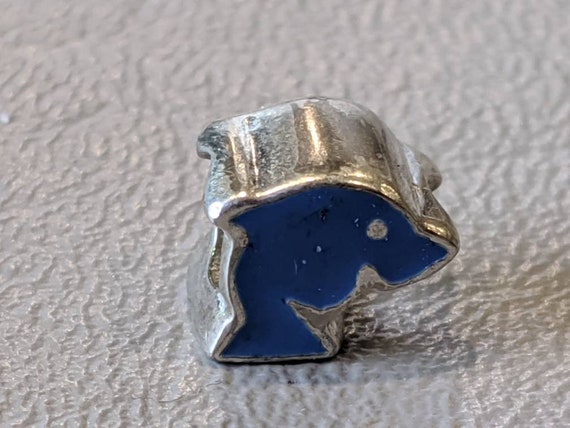 Individuality Beads IBB Sterling Silver Blue Dolphin Charm Vintage Figural Enamel Inlay Charm Bead Etsy UK