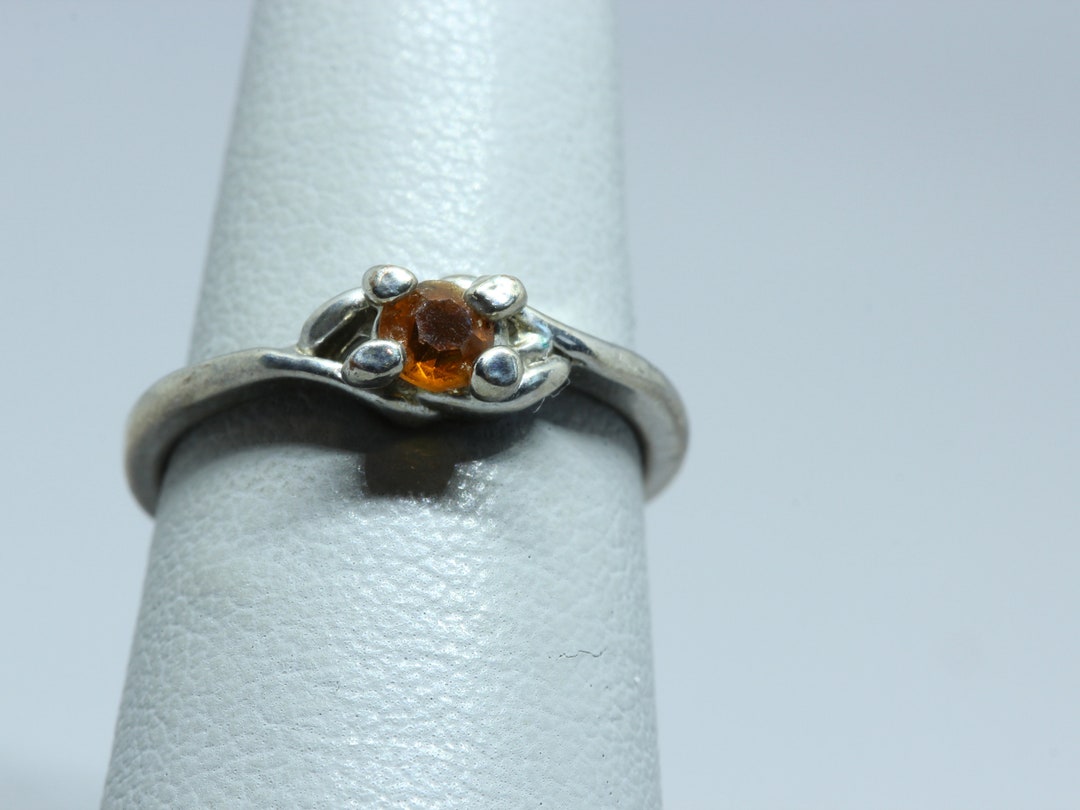 Sterling Silver Fire Citrine Ring-fine Vintage 925 Band Solitaire Ring ...