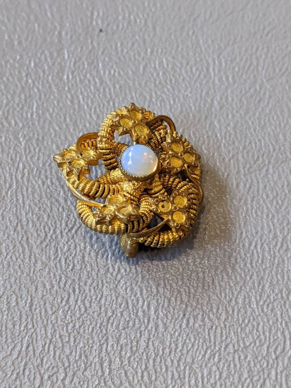 Victorian Gold Filled Opaline Love Knot Pin-Early Vic… - Gem