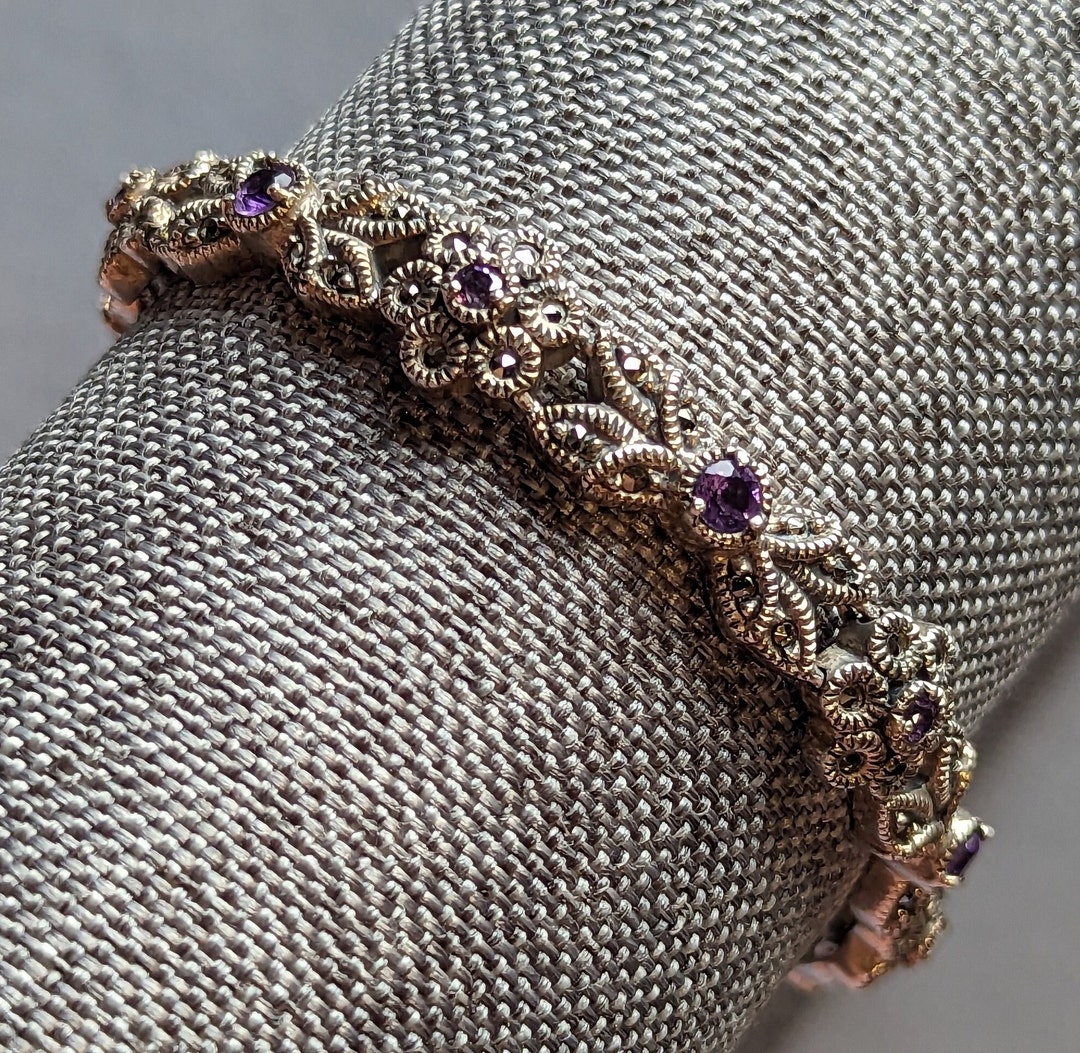 Judith Jack Bracelet Art Deco Style Jewelry-amethyst Marcasite Link ...