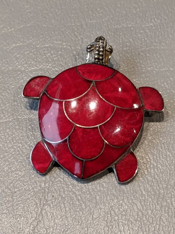 red enamel turtle silver - Gem