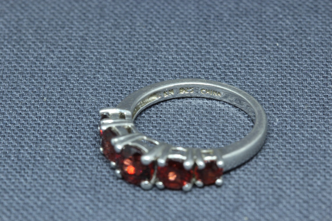 Designer KN Garnet Sterling Silver Ring-vintage QVC Jewelry - Etsy