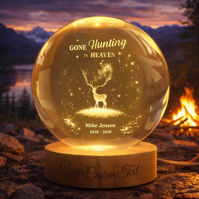 Gone Hunting in Heaven - Personalized Crystal Ball LED Night Light ...