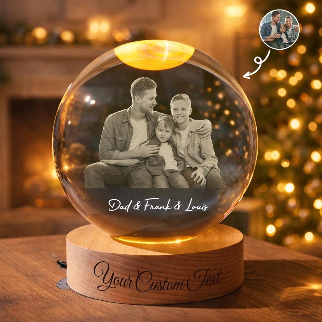 Personalized Crystal Ball Night Light With Picture, Custom Engraved ...