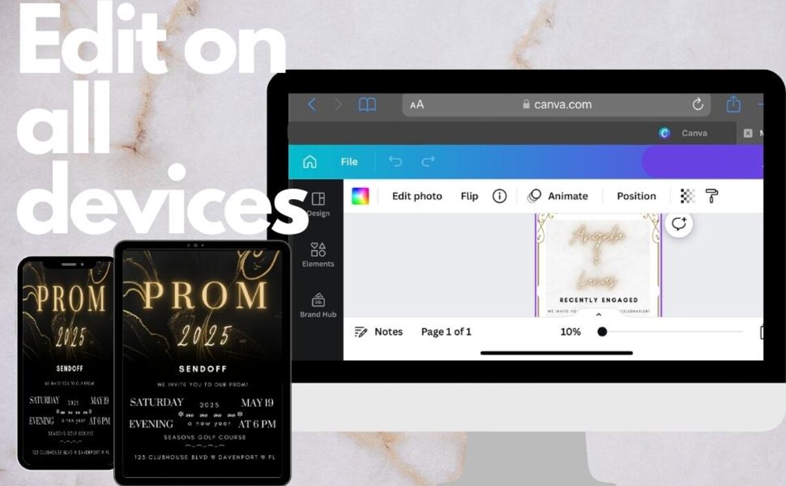 Black Gold Prom Send off Editable Digital Prom Invitation Template ...