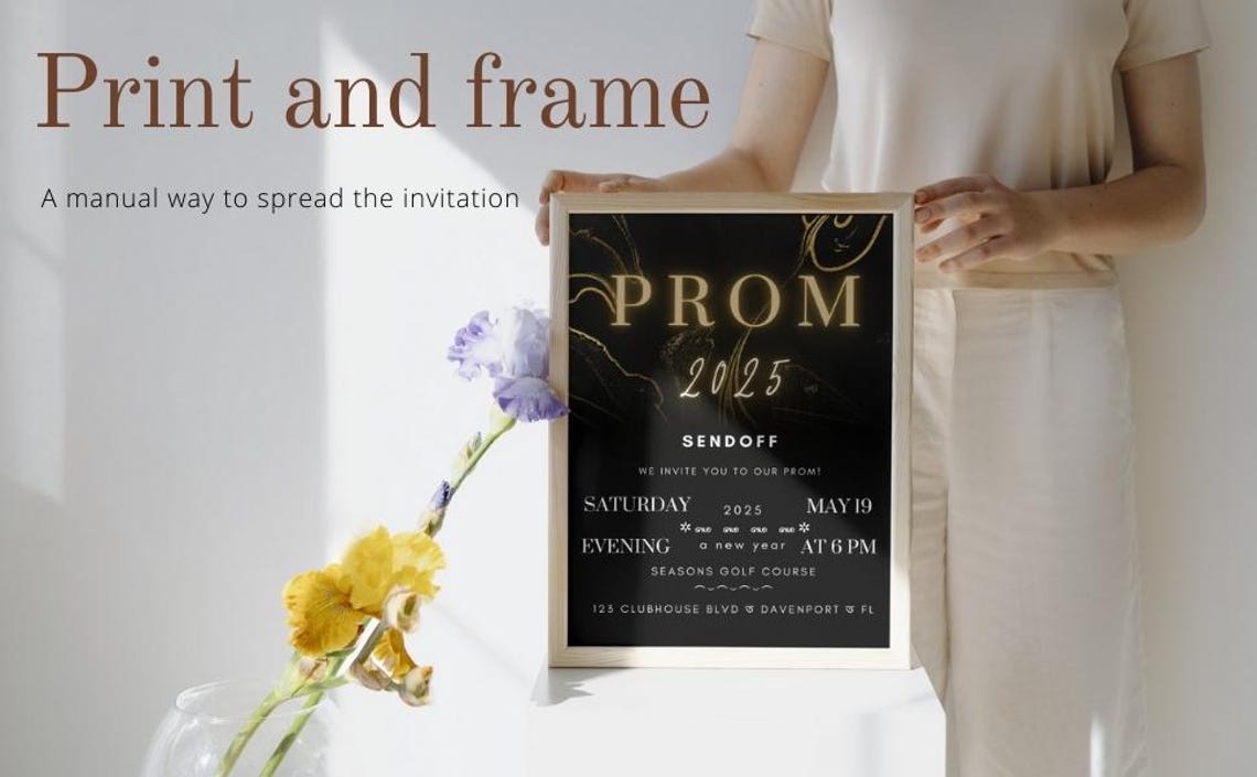 Black Gold Prom Send off Editable Digital Prom Invitation Template ...