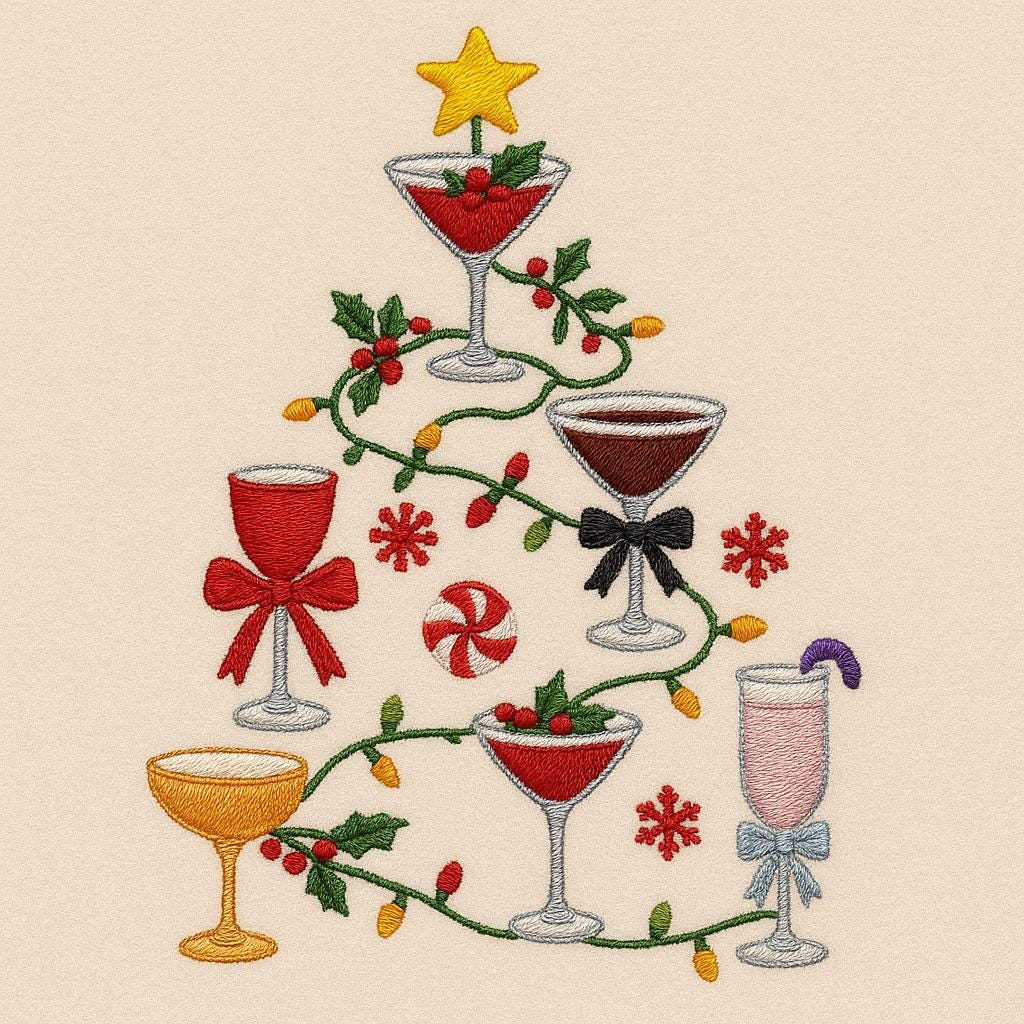 Holiday Cocktail Embroidery File, Coquette Holiday Spirit Cocktail Club ...