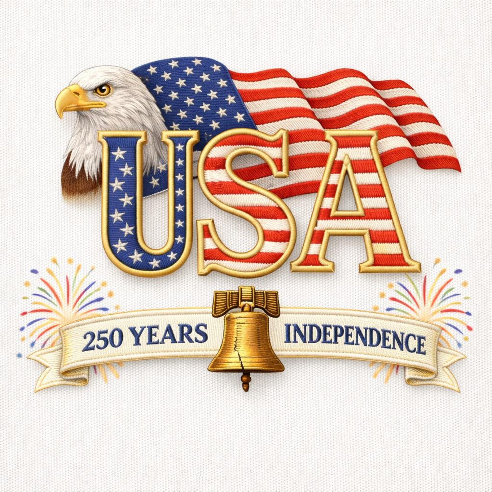 USA 250 Years of Freedom Embroidery Design, Patriotic American Flag ...