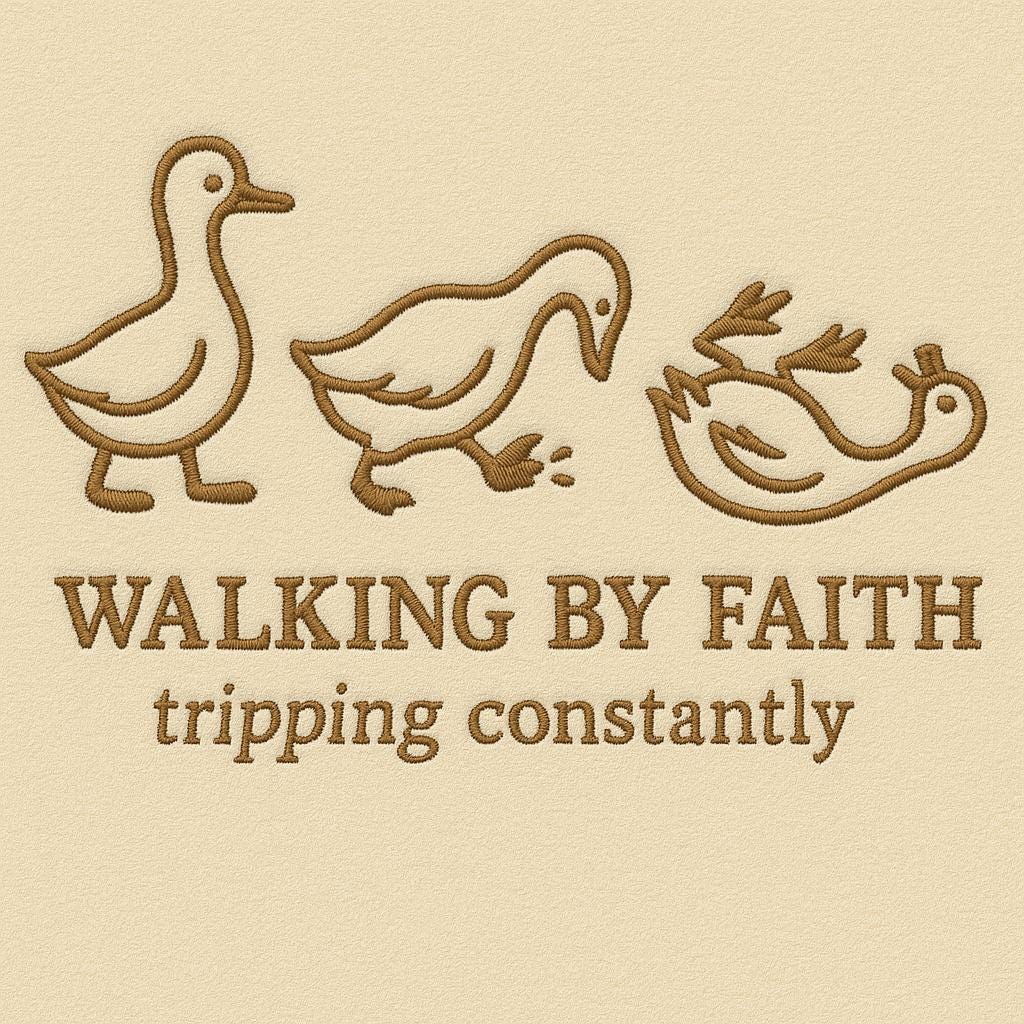 Walking by Faith Tripping Constantly Embroidery Designs, Christian ...