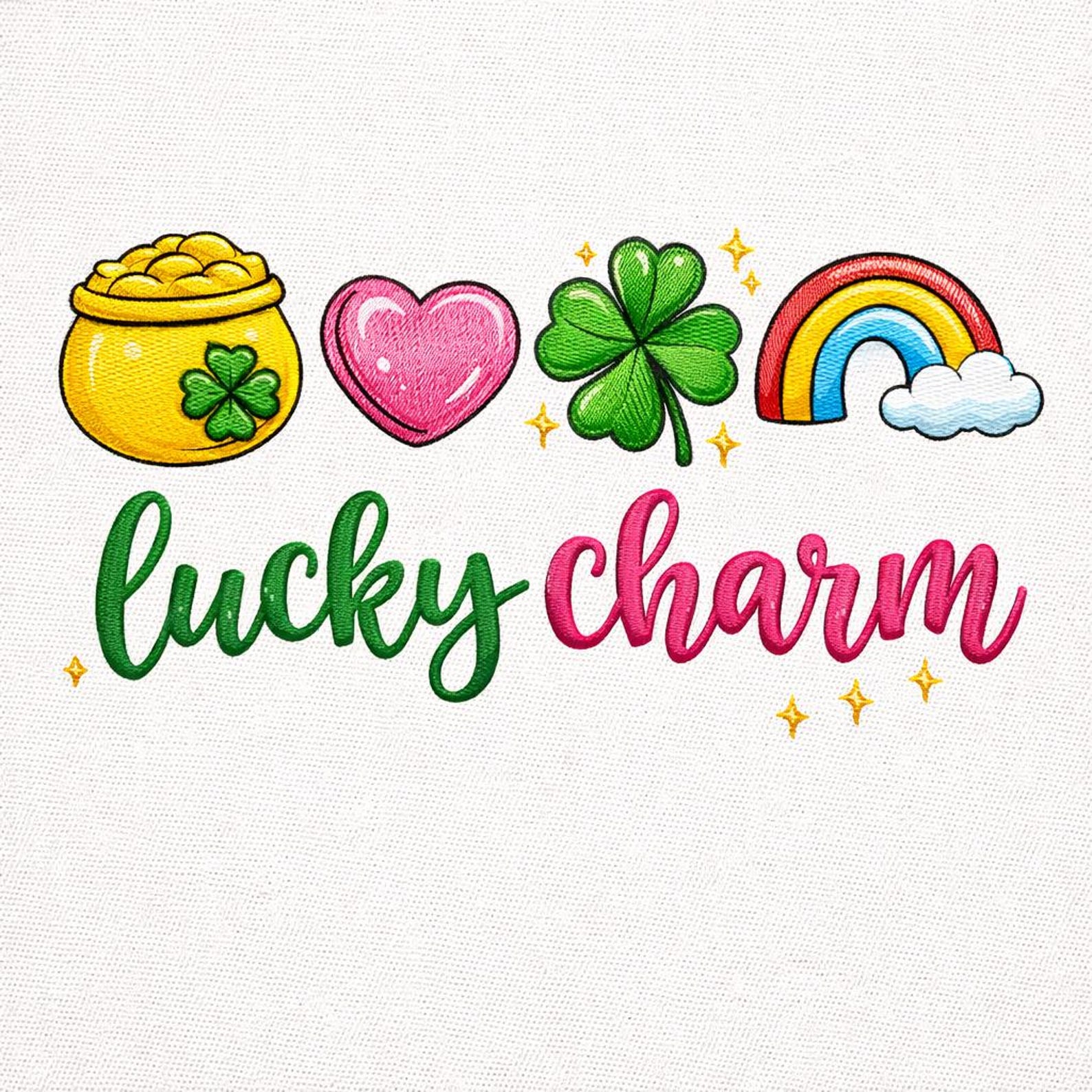 St. Patricks Day Lucky Charm Machine Embroidery File, Rainbow Shamrock ...