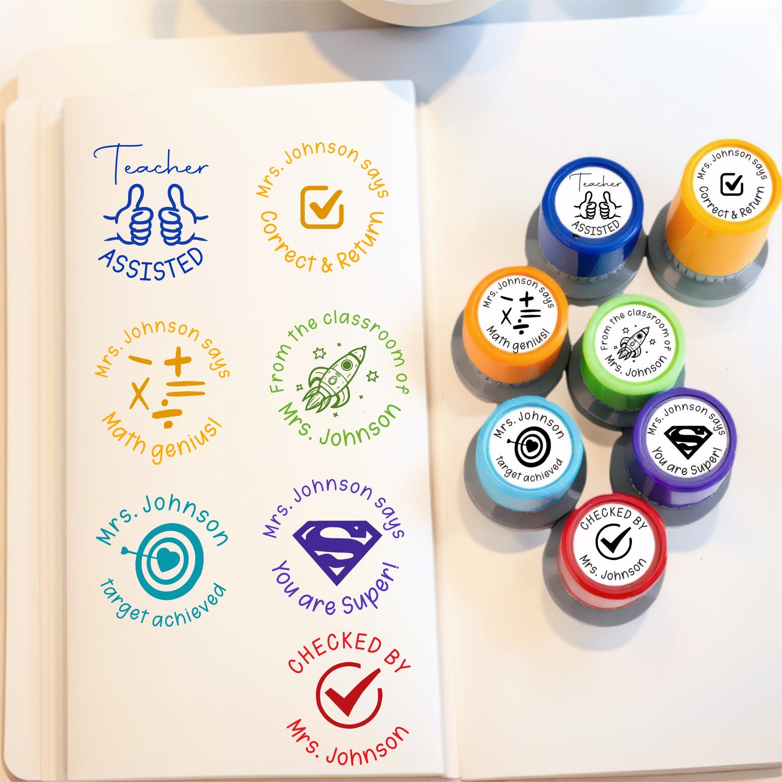 Personalized Teacher Stamps, Custom Teacher Pre-inked Stamp, Completed ...