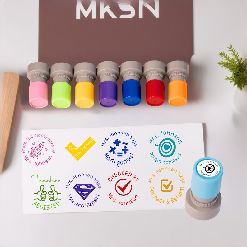 Personalized Teacher Stamps, Custom Teacher Pre-inked Stamp, Completed ...