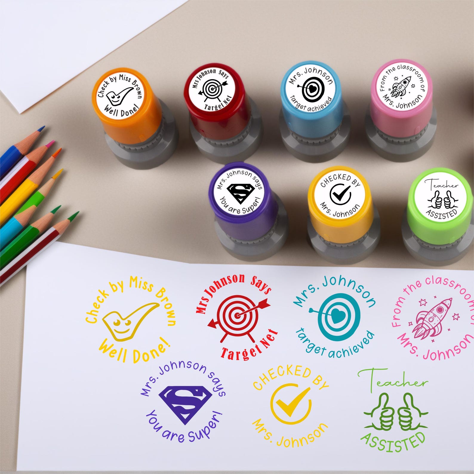Personalized Teacher Stamps, Custom Teacher Pre-inked Stamp, Completed ...