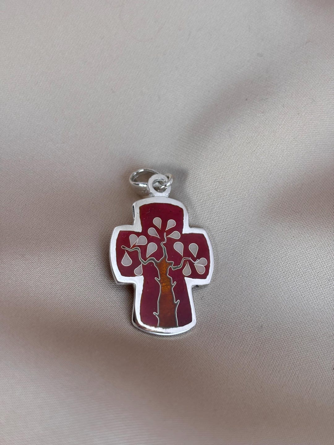 Cloisonné Enamel, Red Fish, Cross Necklace, Artisan Jewelry, Cross ...