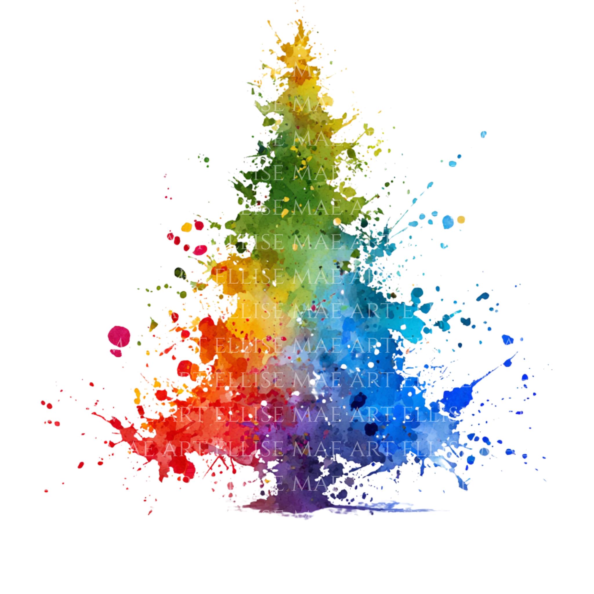 12 Watercolor Rainbow Christmas Tree Clipart: 12 PNG Images (digital ...