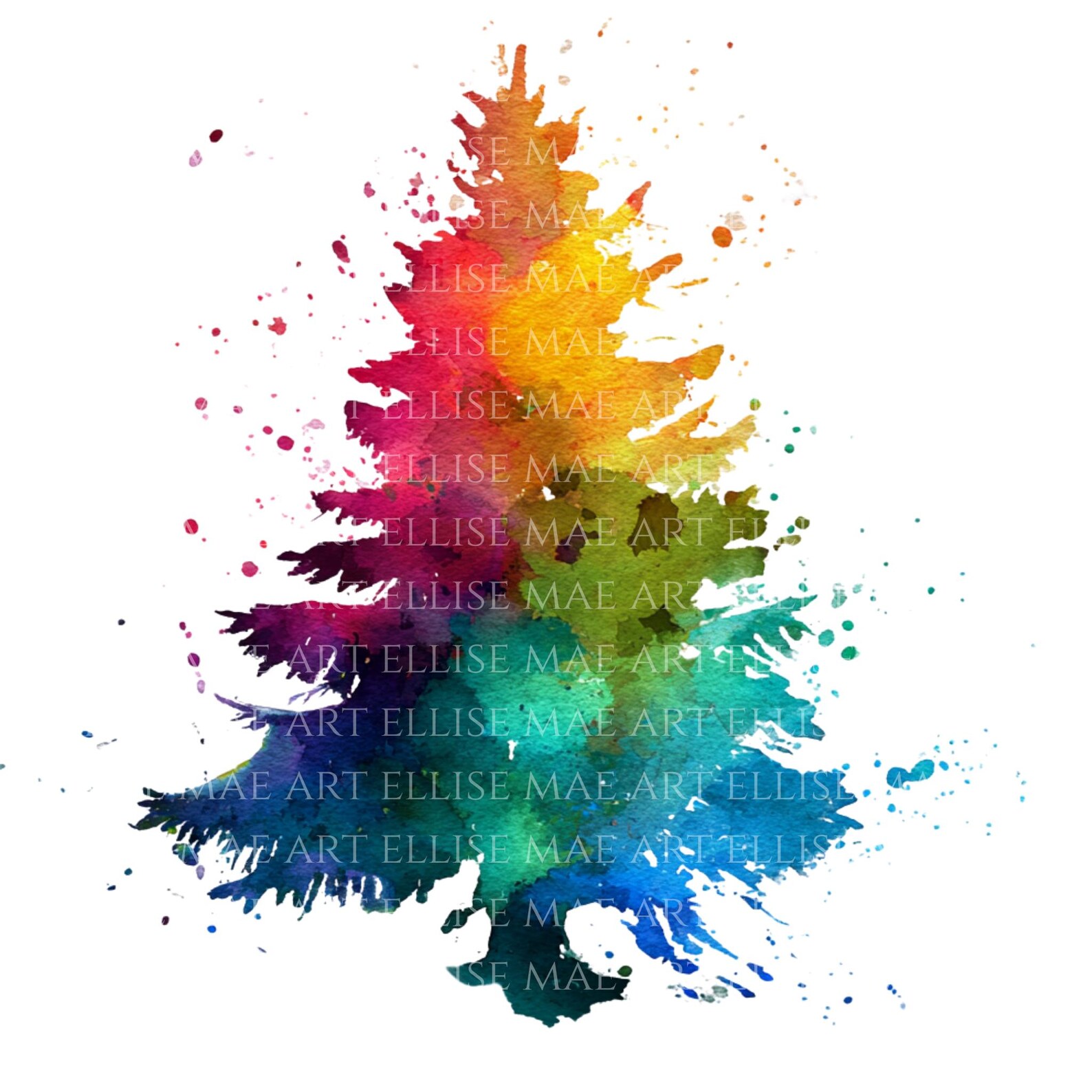 12 Watercolor Rainbow Christmas Tree Clipart: 12 PNG Images (digital ...