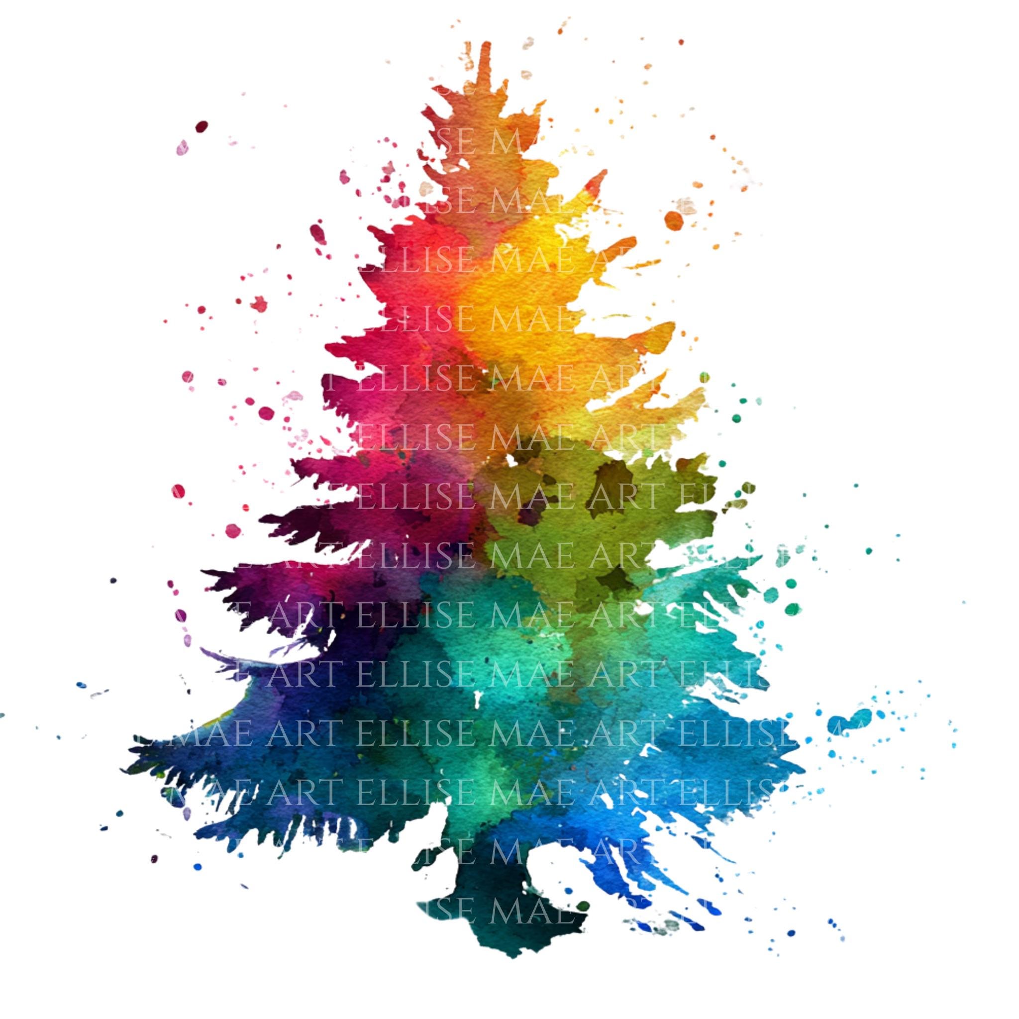 12 Watercolor Rainbow Christmas Tree Clipart: 12 PNG Images (digital ...