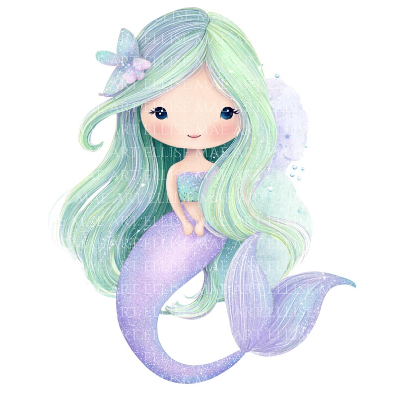 10 Magical Mermaid Watercolor Clipart Bundle: Fantasy Art, Commercial ...