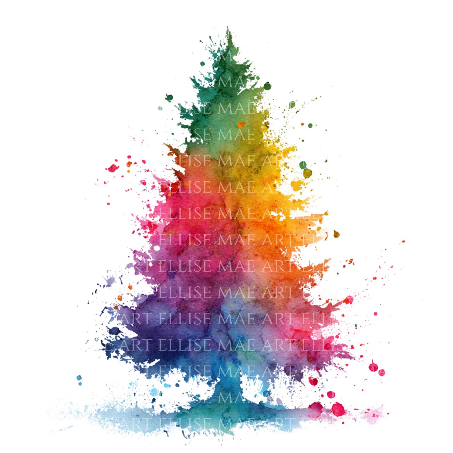 12 Watercolor Rainbow Christmas Tree Clipart: 12 PNG Images (digital ...