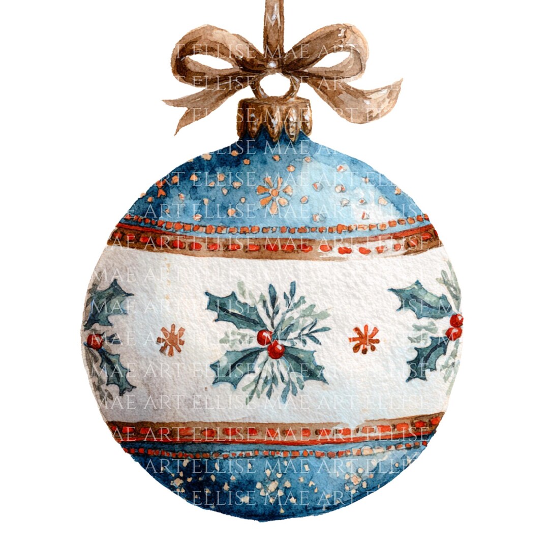 15 Watercolor Christmas Baubles Clipart: Xmas Tree Ornaments (digital ...