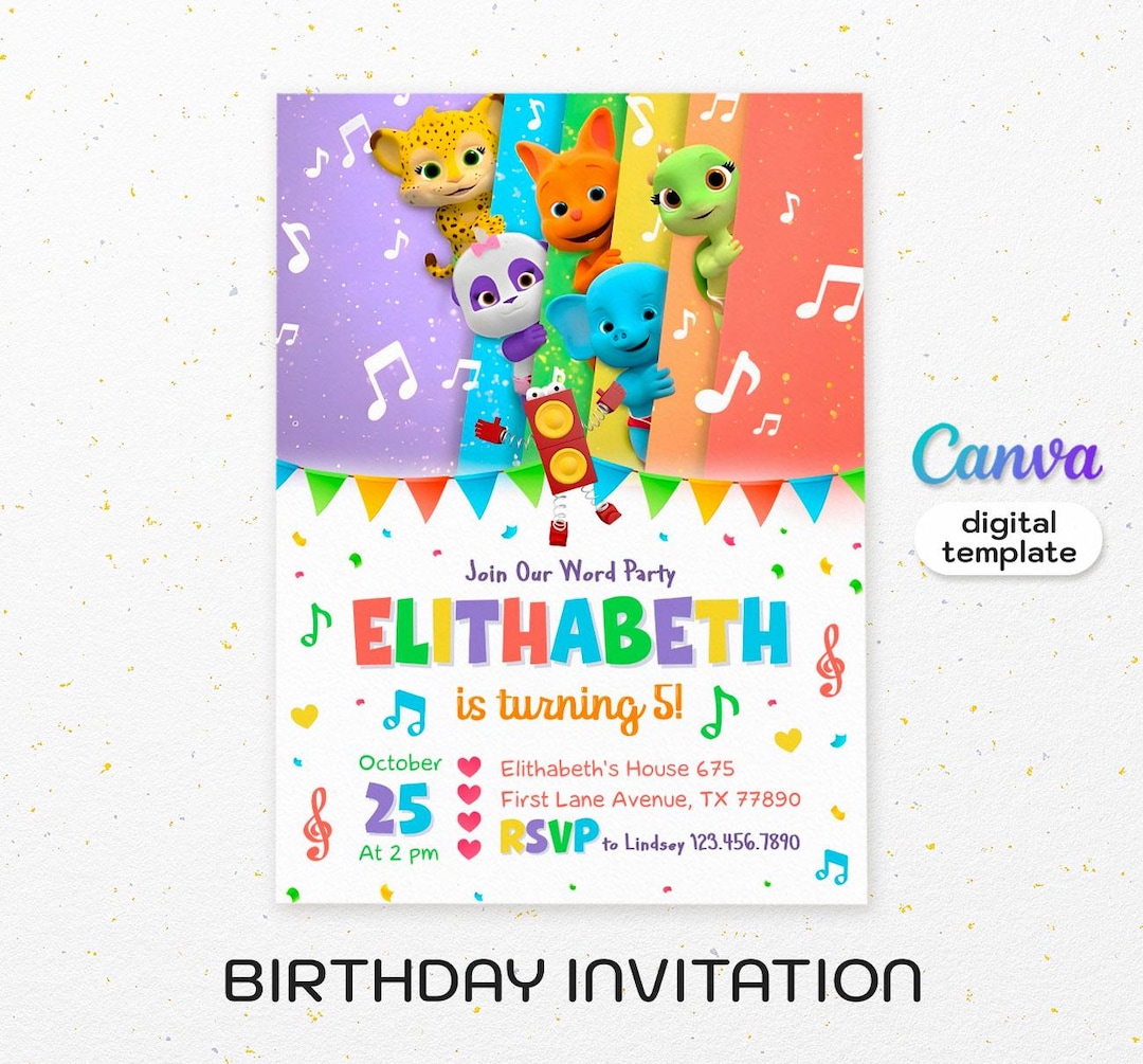 Printable Editable Word Party Invitation, Words Party Birthday Invite ...