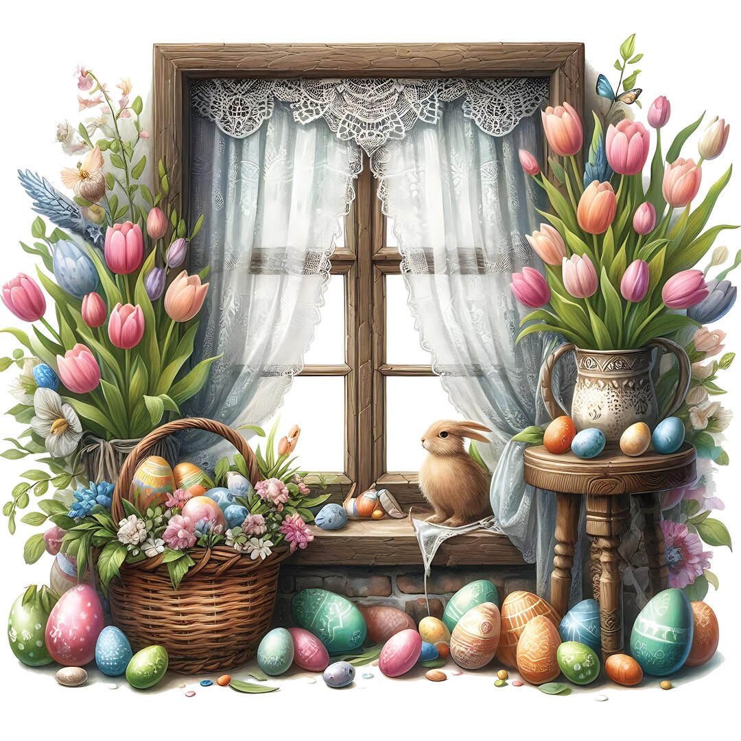 Happy Easter Png, Easter Day Png, Floral Easter Windows Clipart PNG ...