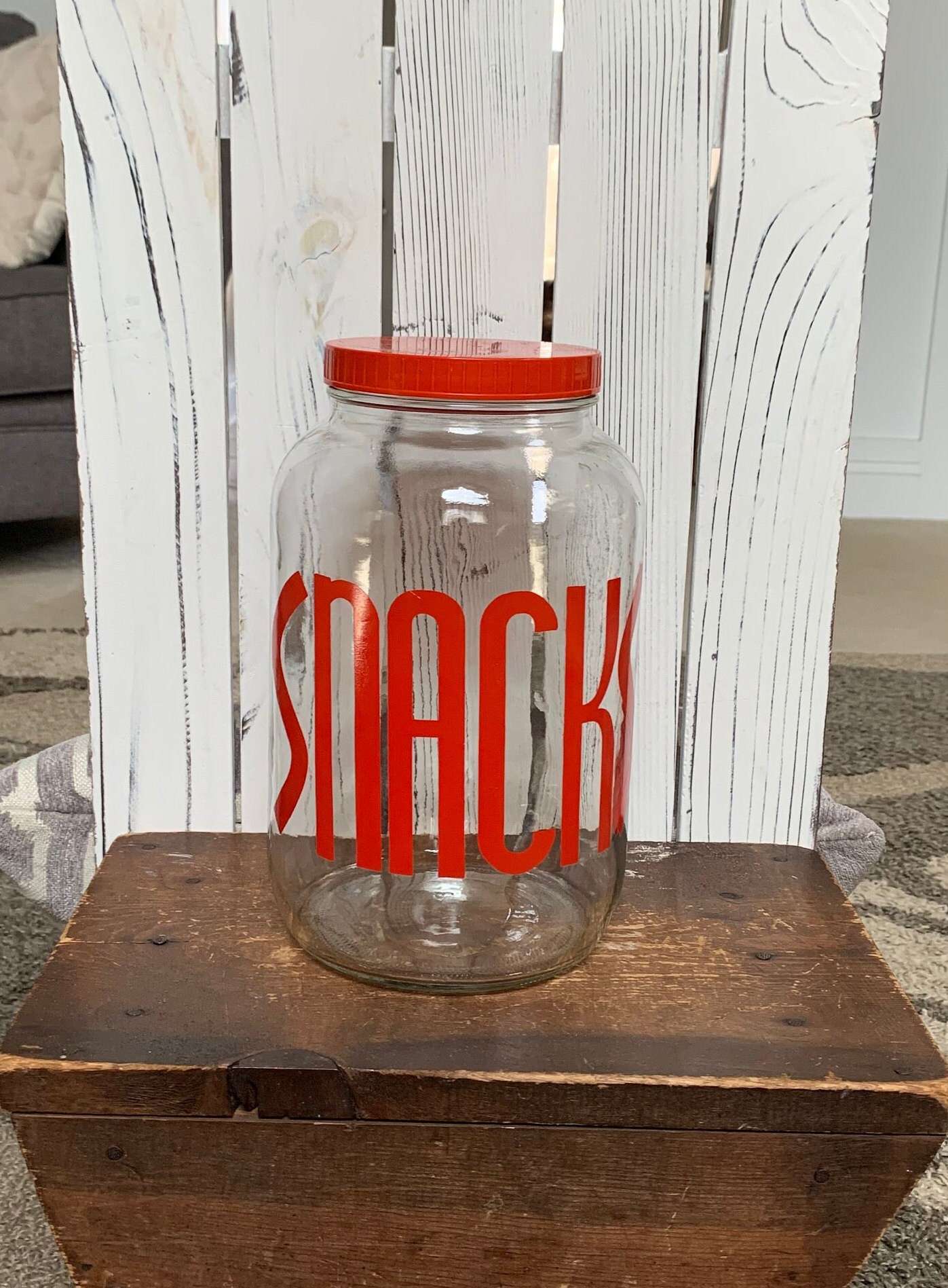 Vintage Retro Large Glass Snacks Snack Jar Red Clear 10 - Etsy