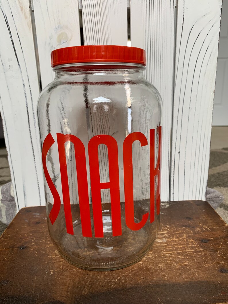 Vintage Retro Large Glass Snacks Snack Jar Red Clear 10 - Etsy