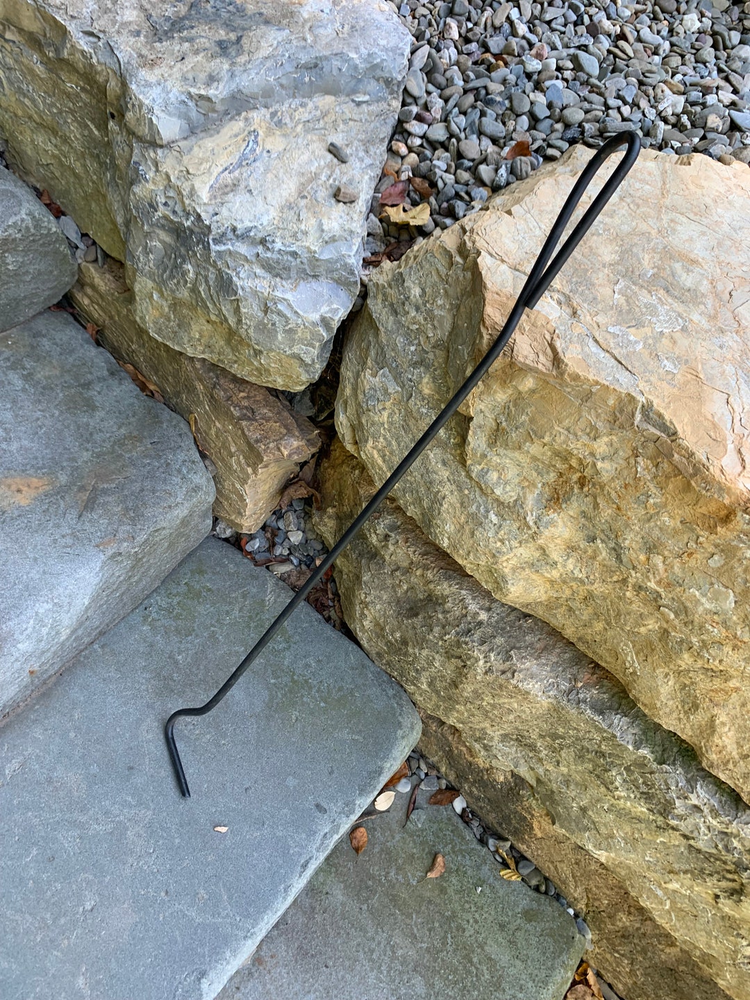 Hand Forged Black Round Wrought Rod Iron Fire Wood Stoker Rod Camping ...