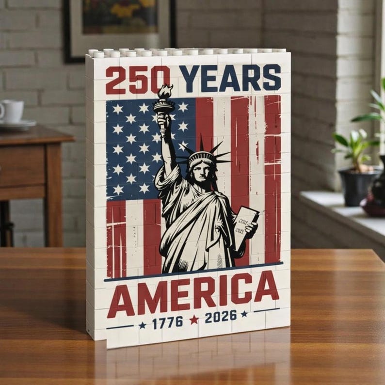 250 Years America Building Bricks Heart, America 250th Anniversary ...