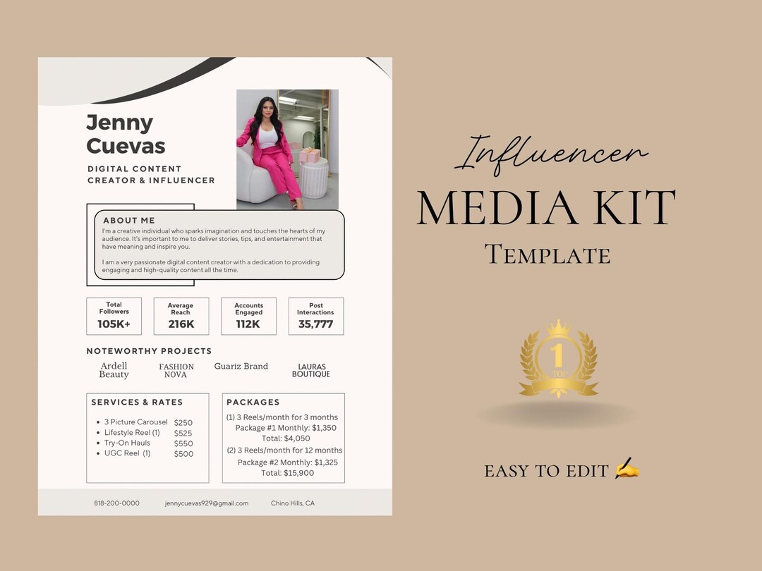 Influencer Content Creator Media Kit Template, Popular Media Kit for ...