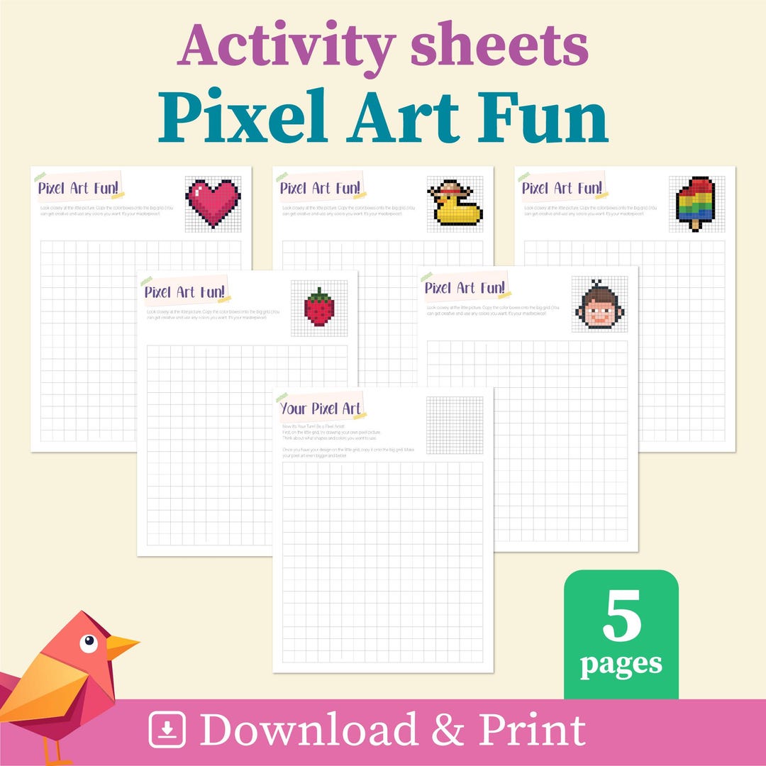 Printable Pixel Pages Art Activity for Kids – Fun Elementary Worksheets ...