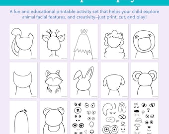 Animal Face Activity Sheet: Printable Preschool Worksheet (PDF) - Etsy