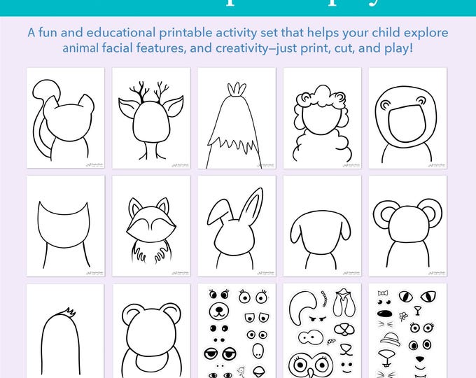 Animal Face Activity Sheet: Printable Preschool Worksheet (PDF) - Etsy