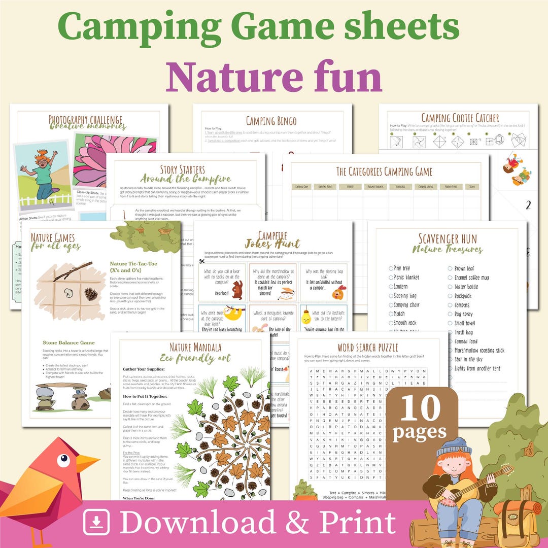 Family Camping Activity Sheets. Printable Camping Games for Kids ...