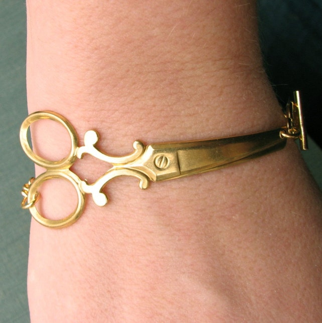 scissor bracelet golden shears | Etsy