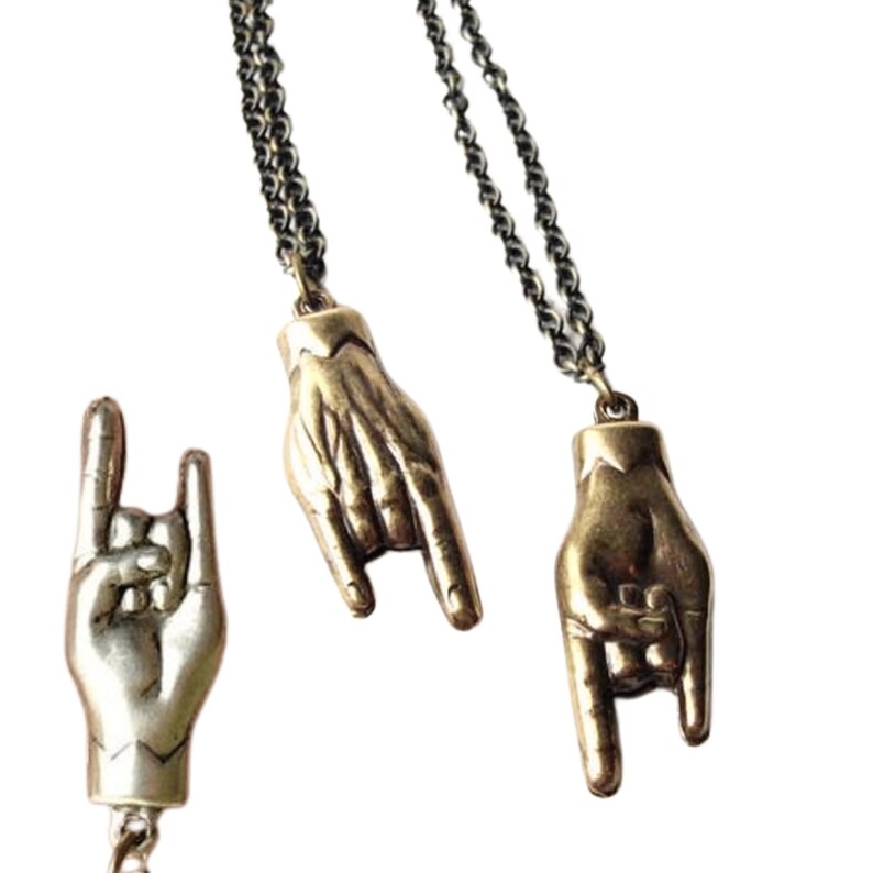 Rock on Necklace Devil Horns Hand Symbol Rocker / Metal | Etsy