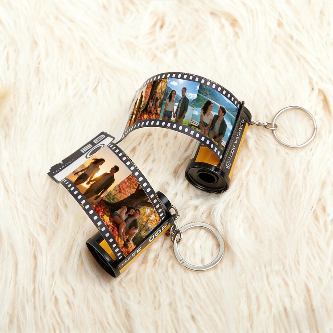 Custom 5-15 Photos Camera Roll Keyring, Personalized Photo Film Roll ...