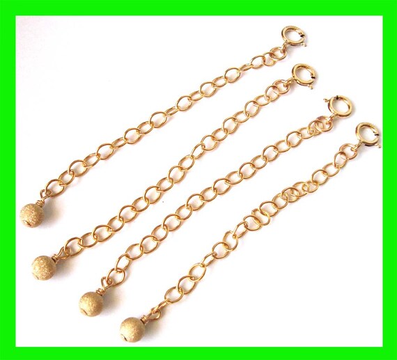14k gold filled cable chain extender with 4mm stardust bead & | Etsy