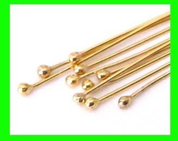 100 Shiny Gold Ball Head Pins 2 Inch or 5cm Long 24 Gauge Nickel Safe ...
