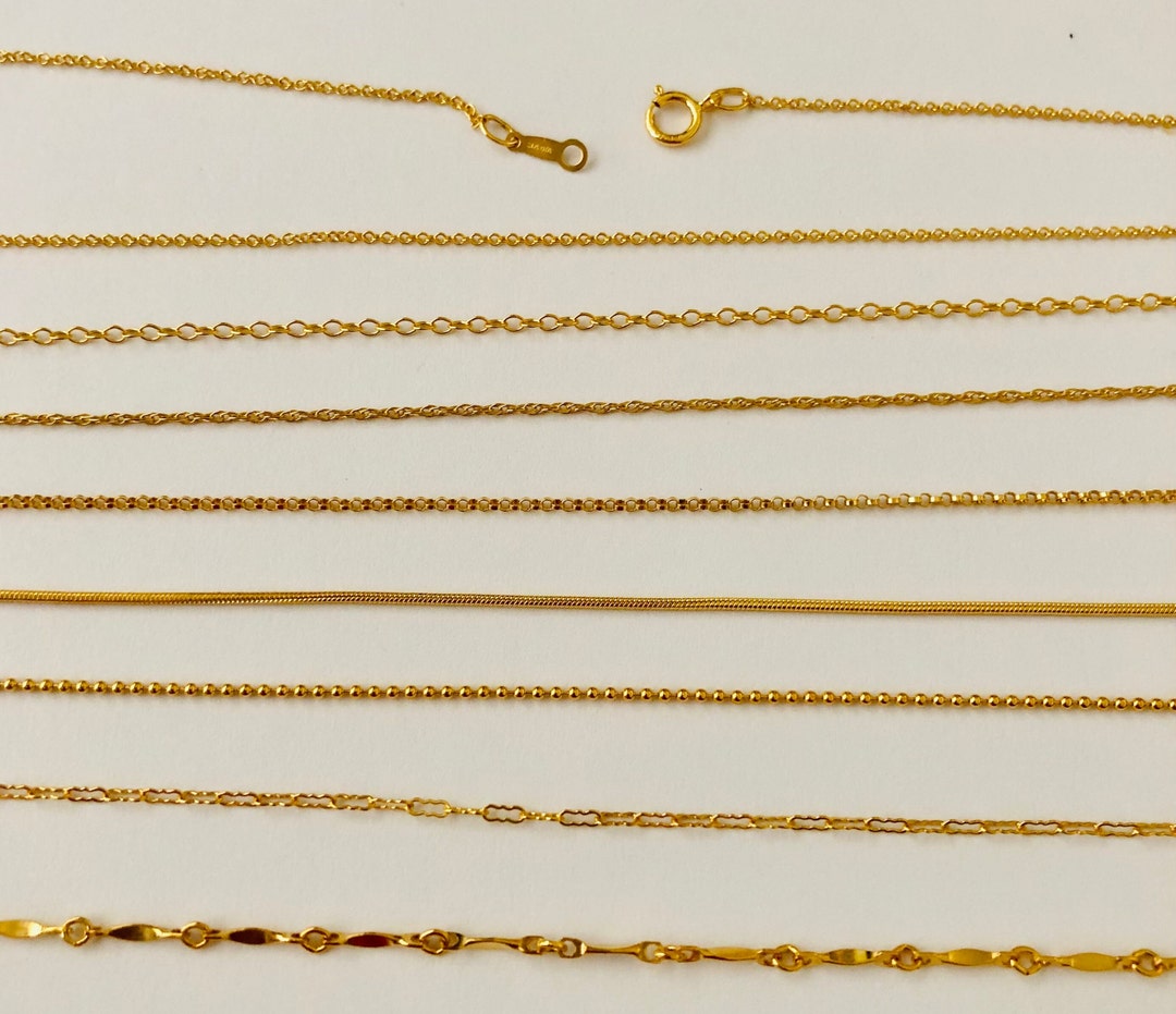 14k Yellow Gold Filled Cable Rope Box Snake Bar Ball Rolo Krinkle Chain ...