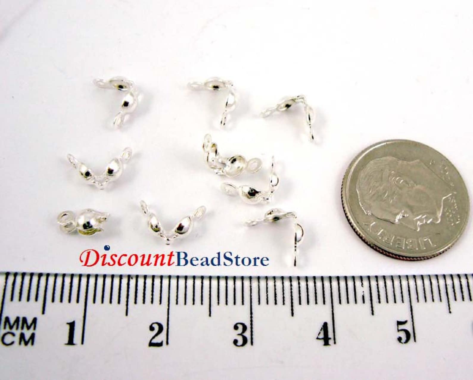 925 Sterling Silver Crimp Bead Tip Knot Cover With 2 Loops or 1 Loop ...