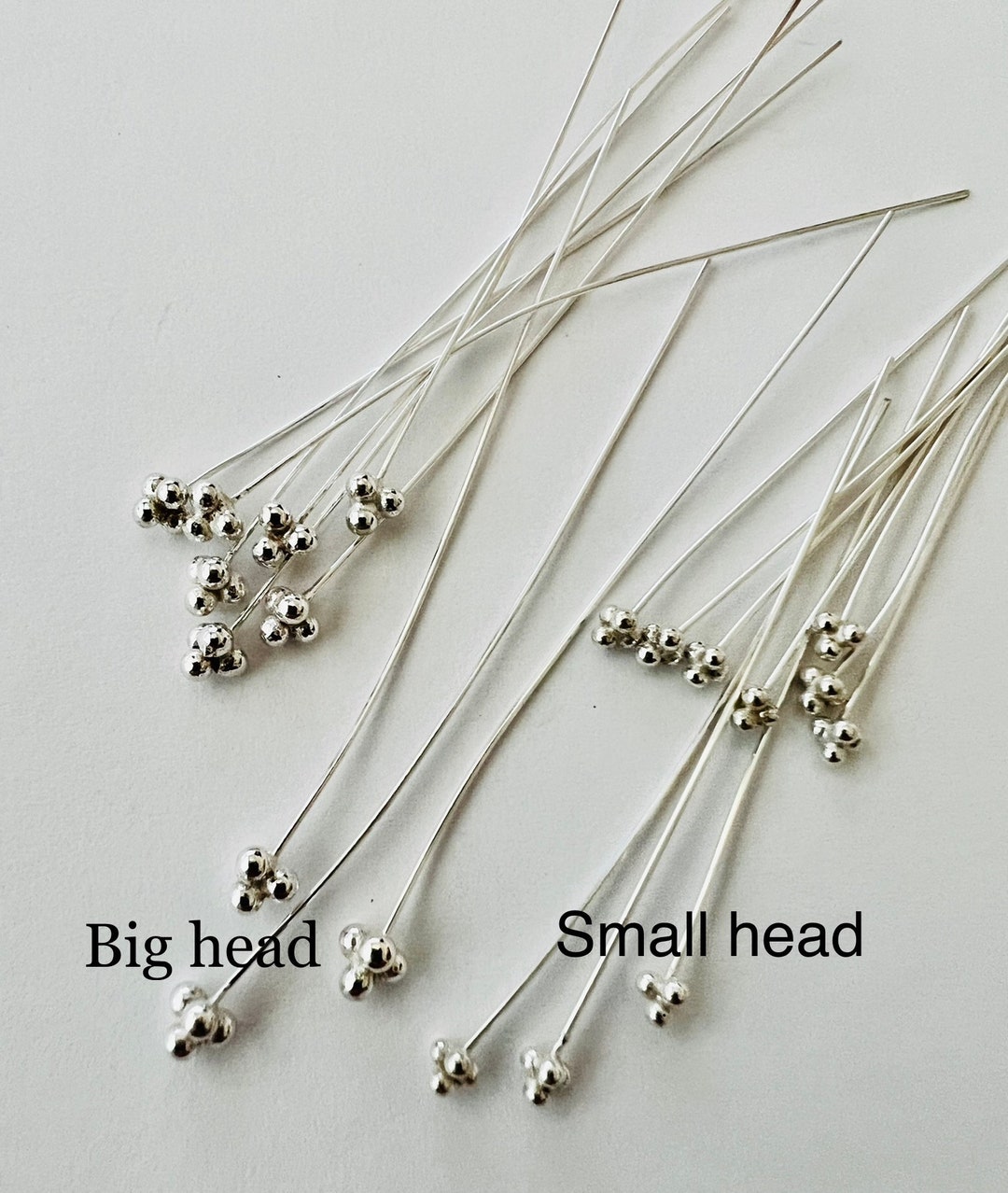 24 Gauge Sterling Silver 4-ball End Headpins Head Pin - 2.3 Inches F15 ...