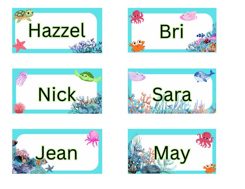 Editable Ocean Name Tags, Sea Creature Classroom Labels (printable ...