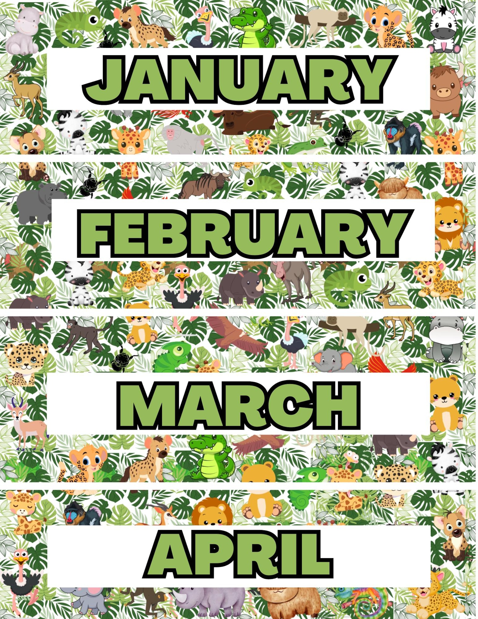 Printable Safari Calendar Set – Days, Months, Numbers, Name Tags & More ...