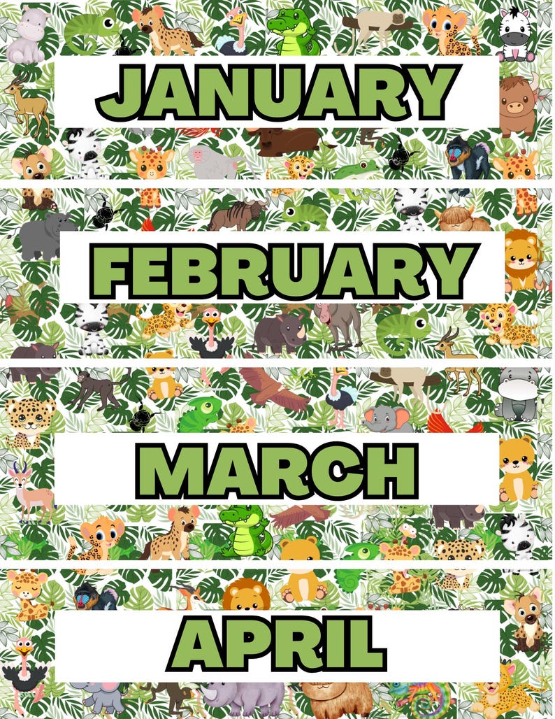 Printable Safari Calendar Set – Days, Months, Numbers, Name Tags & More ...
