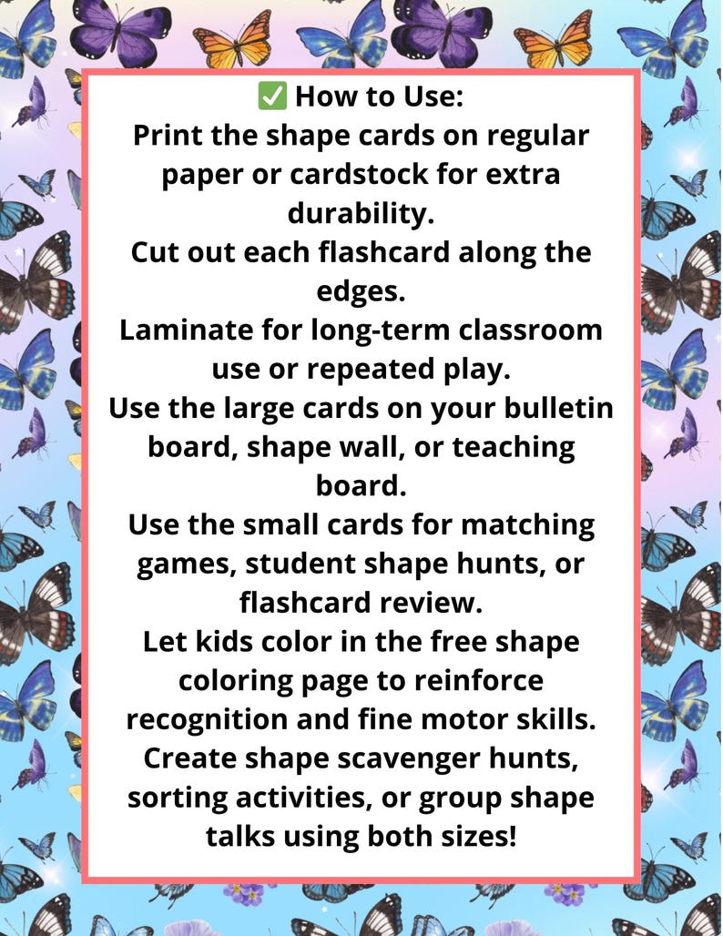Color Flashcards, Printable Butterfly Theme Flashcards 18 Colors ...