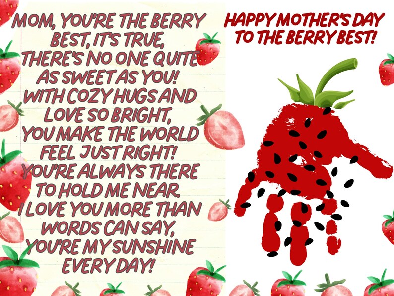 Handprint Mothers Day, Berry Much Mothers Day Card – Printable Keepsake ...
