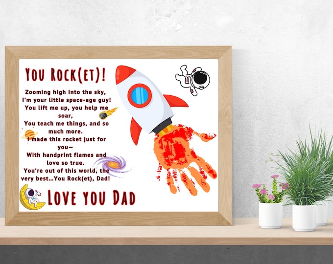 Father's Day Rocket Handprint Craft, "you Rock(et)!" Poem (printable ...